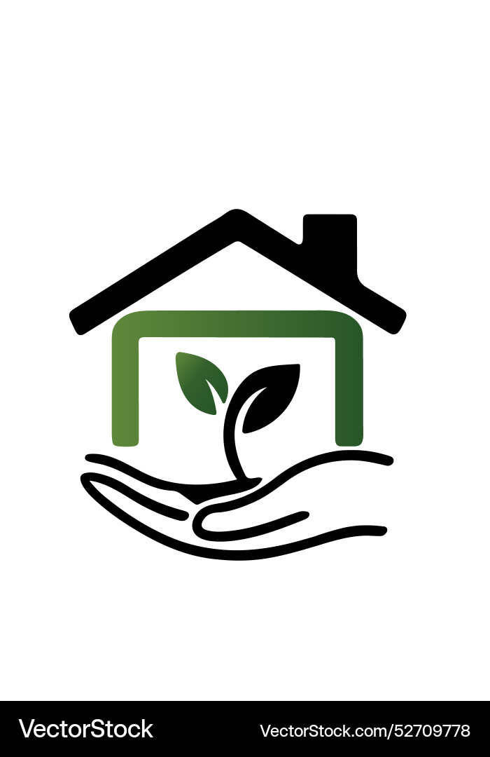 Hand house farming logo design Royalty Free Vector Image