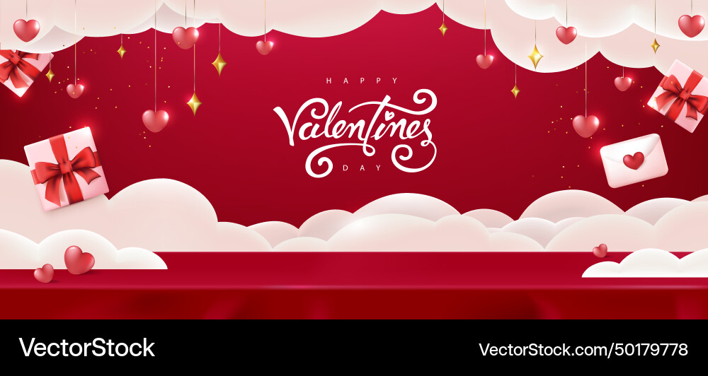 Happy valentines day banner background with gift Vector Image