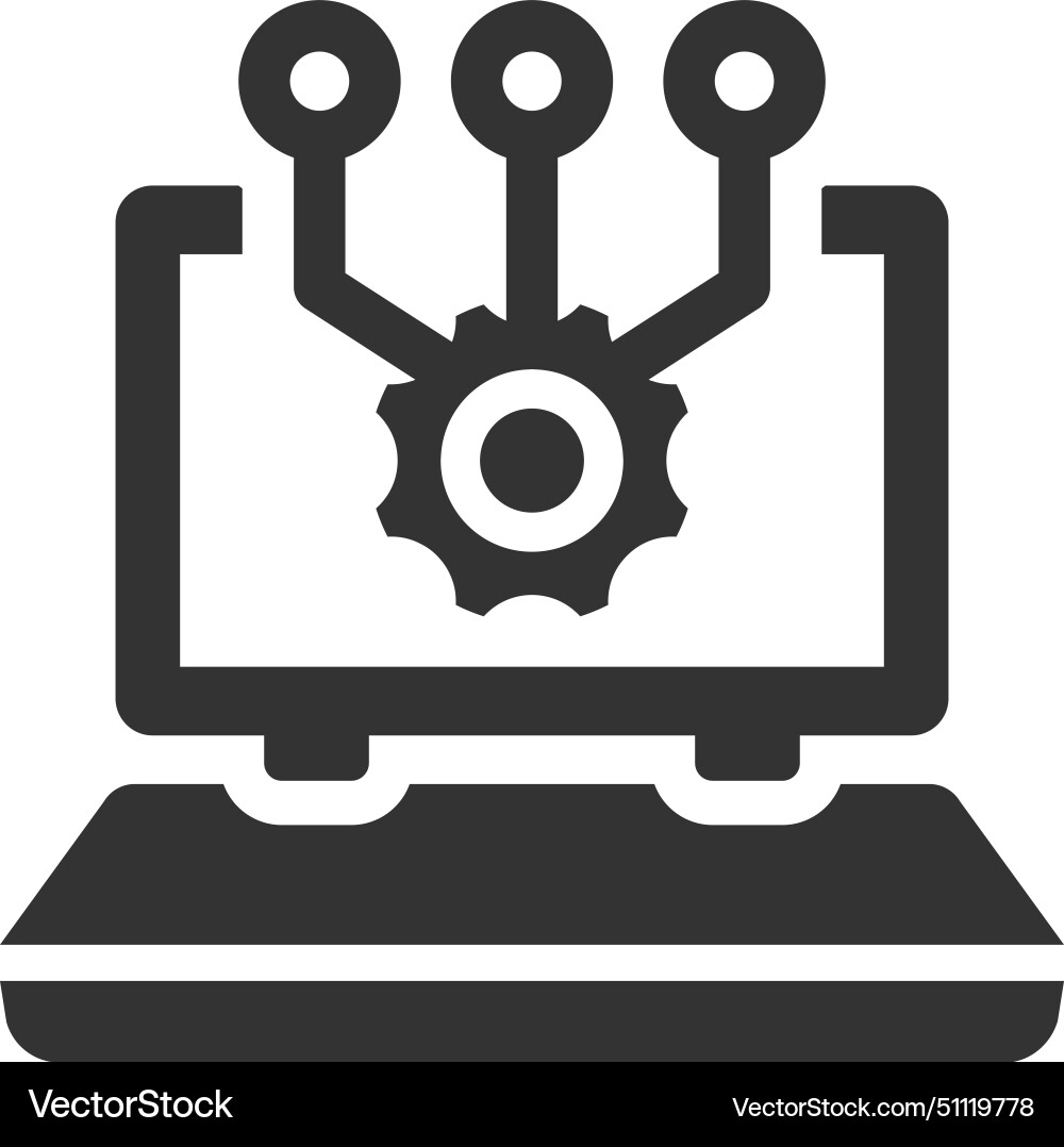 Laptop hypervisor icon Royalty Free Vector Image