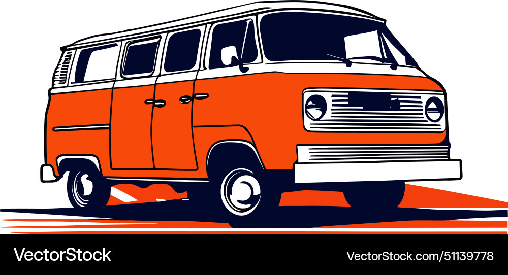 Minimalist vintage van drawing Royalty Free Vector Image