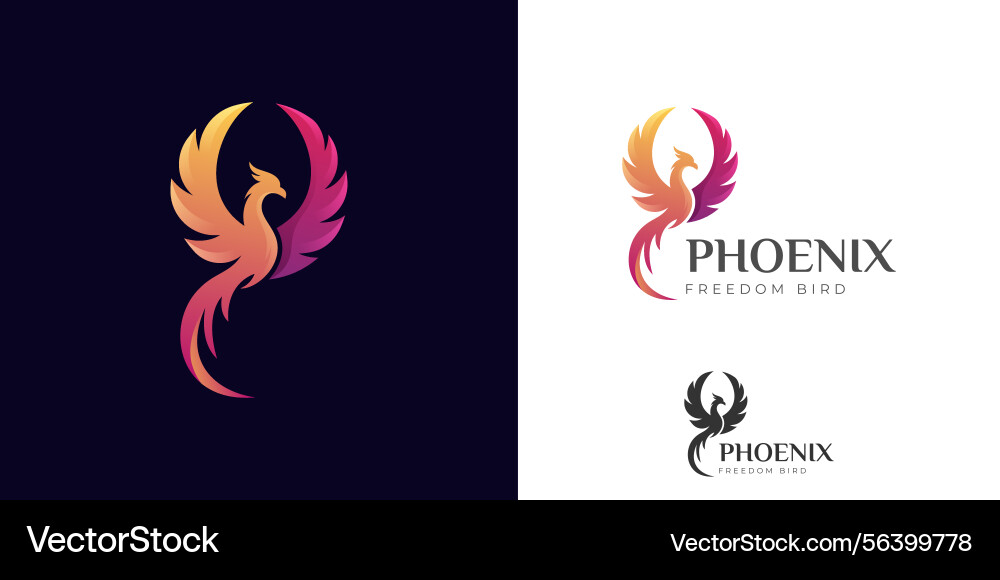 Phoenix gradient logo awesome phoenix wing logo Vector Image