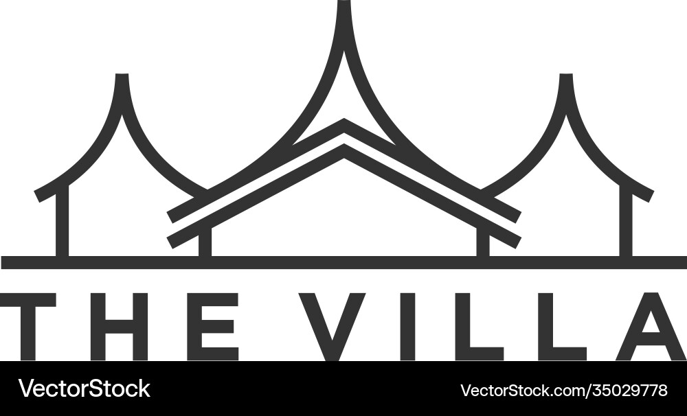 Villa house logo minimalist design Royalty Free Vector Image