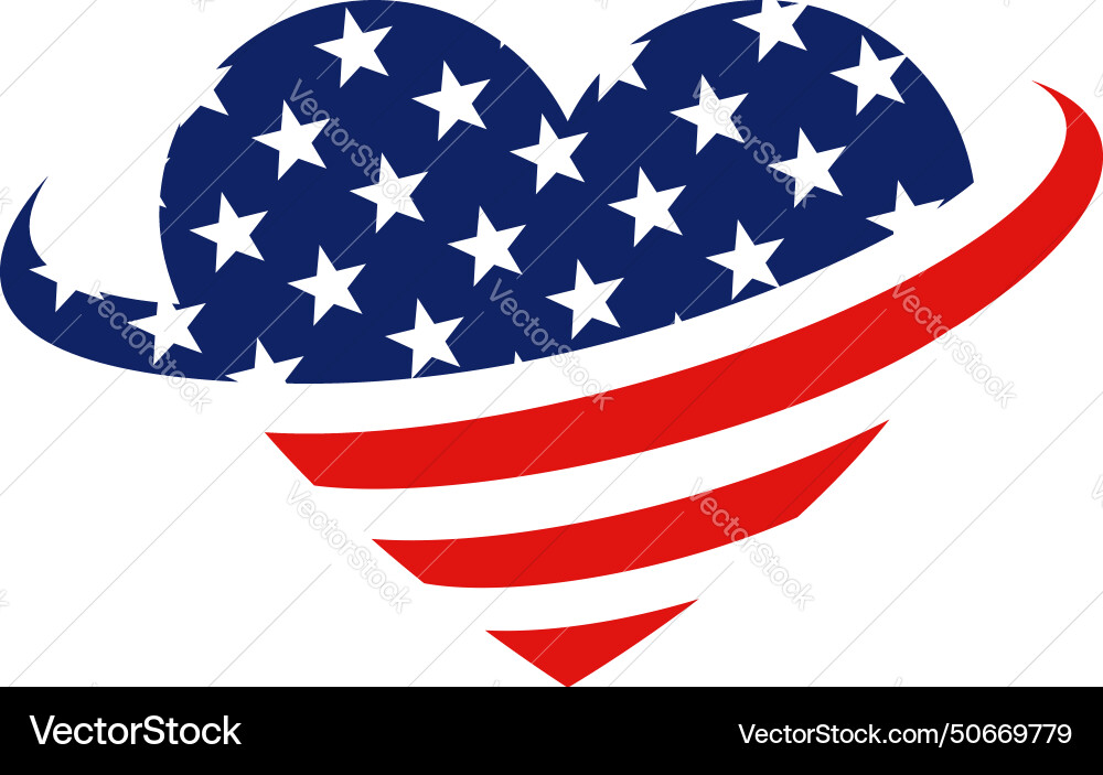 American flag in stylized heart shape Royalty Free Vector