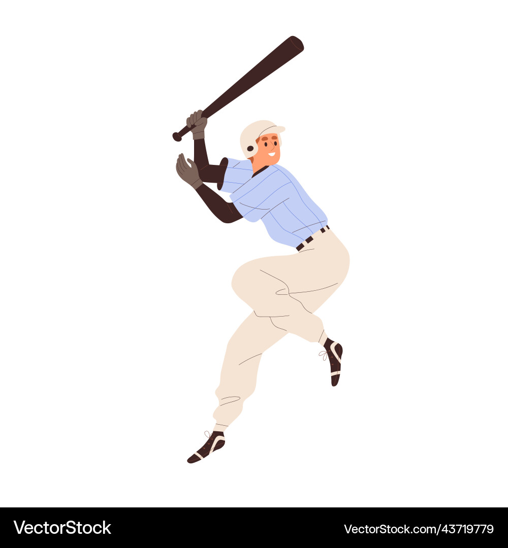 Baseball player batter playing sport game hitter Vector Image