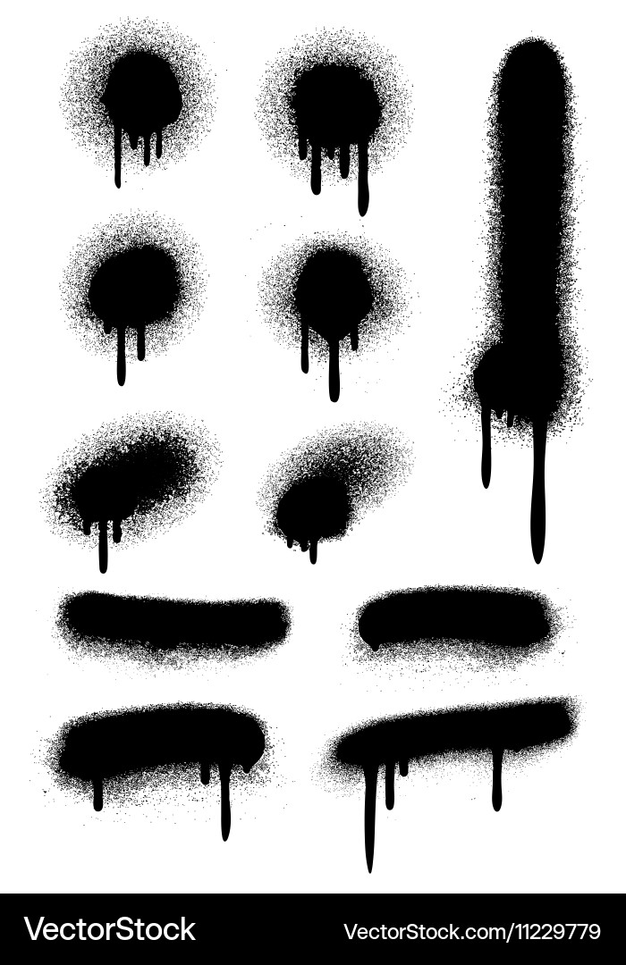 Black spray paint with drips isolated on white Vector Image