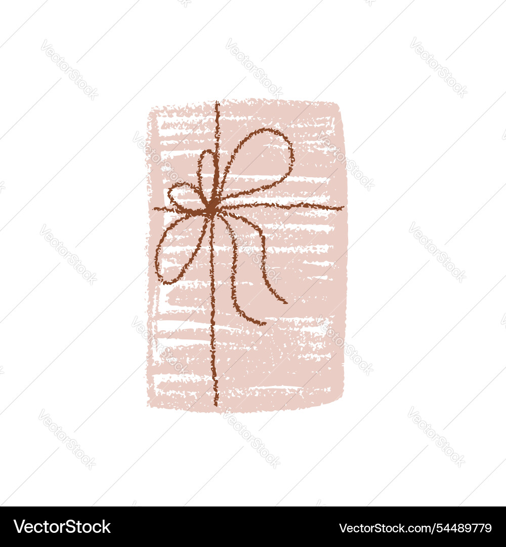 Crayon gift box festive chalk drawing present Vector Image