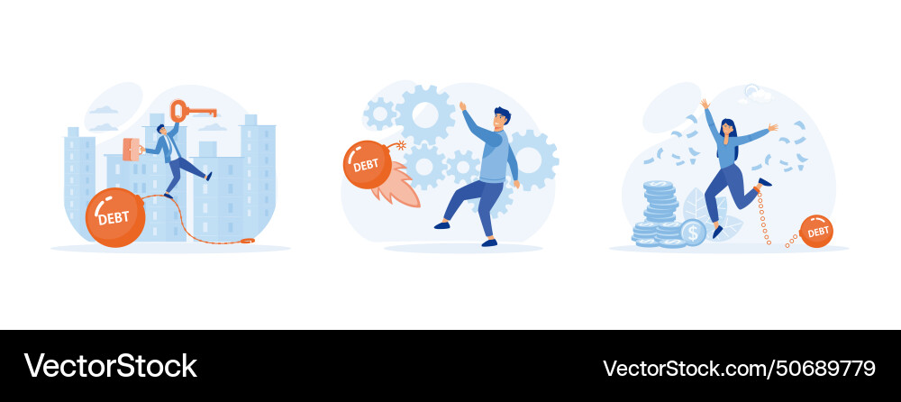 Debt free or freedom for pay off debts solution Vector Image