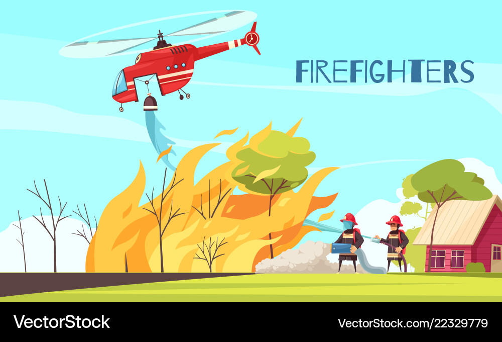 Fighting wild fire background Royalty Free Vector Image