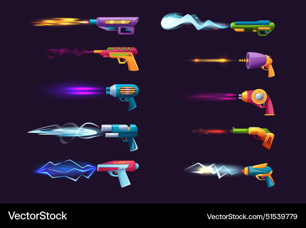 Futuristic shooting blasters laser guns alien Vector Image