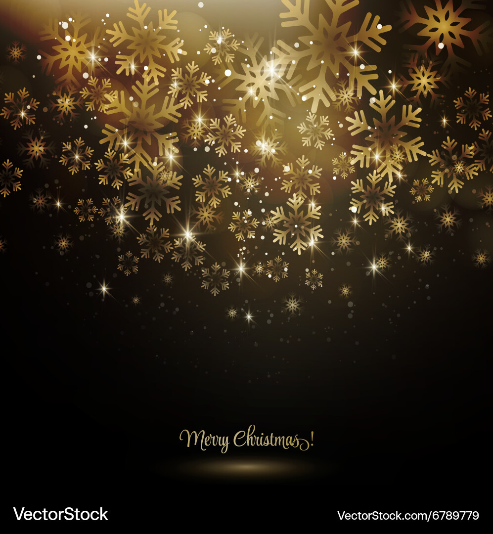 Golden Snowflake Winter Background Royalty Free Vector Image