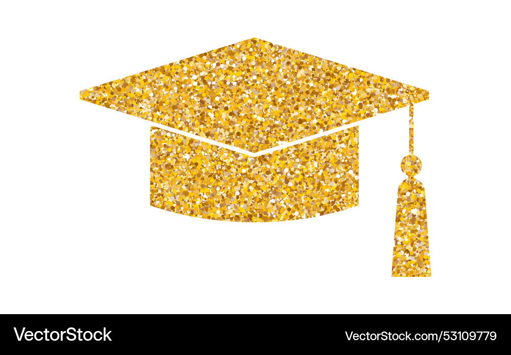 Graduation hat glitter logo graduate cap flat Vector Image