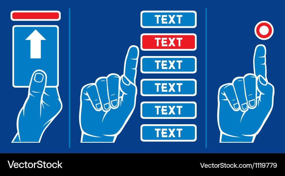 Hand inserting card into machine and push button Vector Image