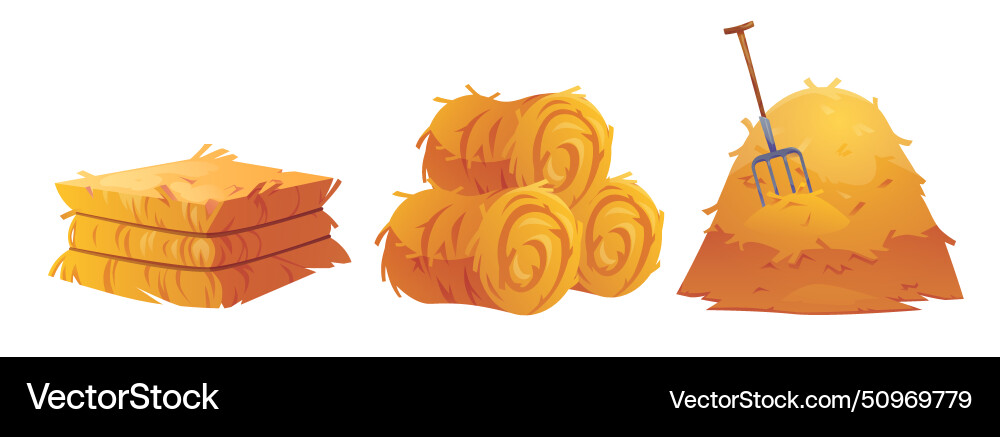 Hay stack and roll for farm design Royalty Free Vector Image