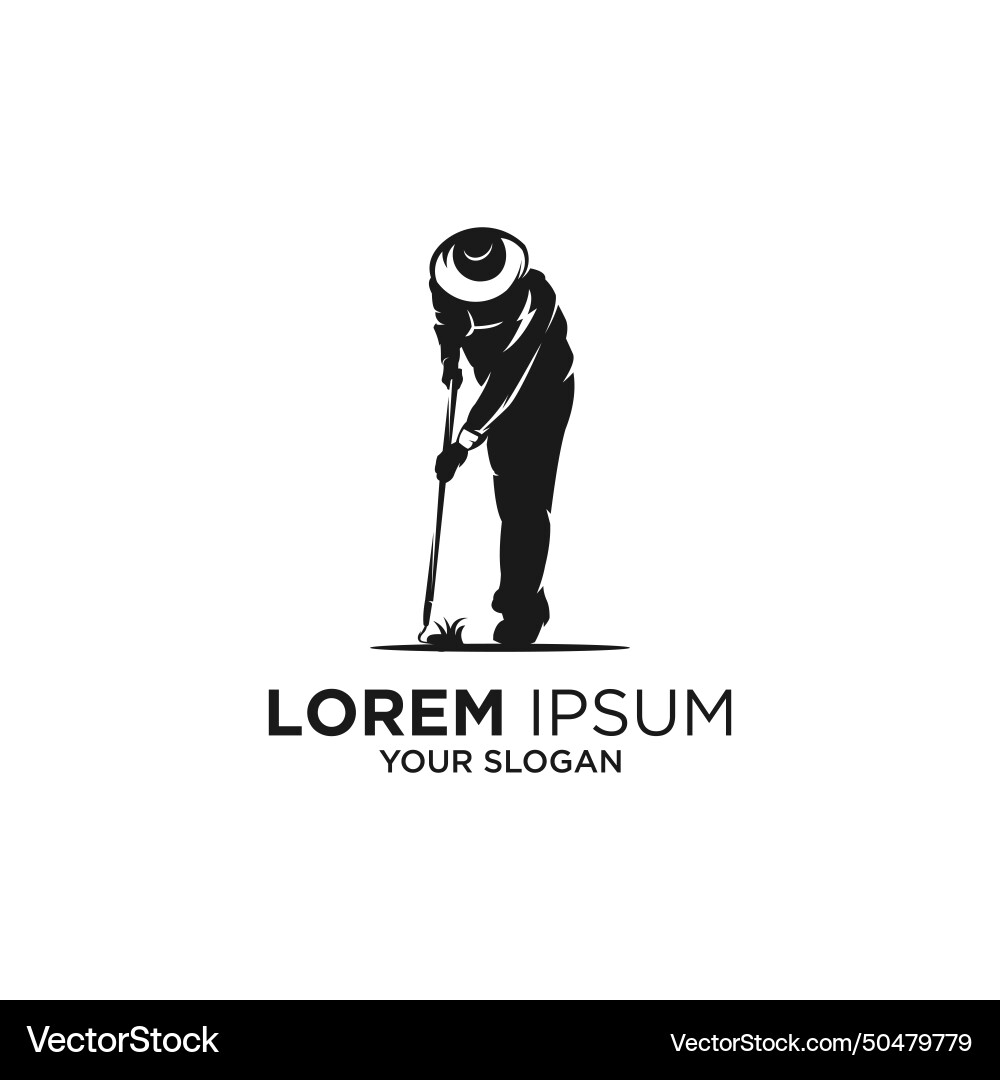 Landscape worker silhouette logo Royalty Free Vector Image