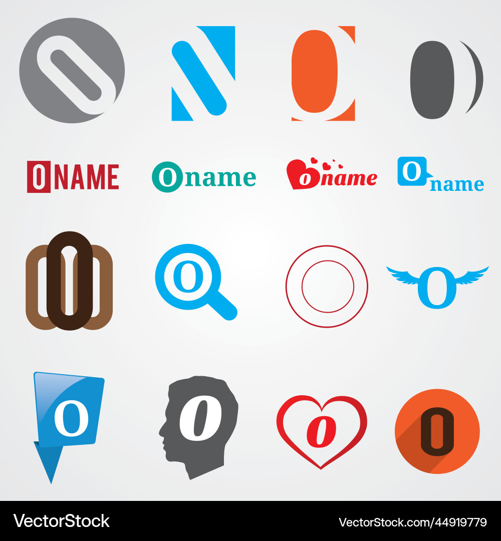 Letter O Symbol Collection Royalty Free Vector Image