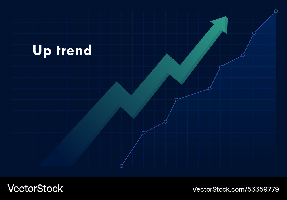 Up trend with arrow and rising graph isolated Vector Image