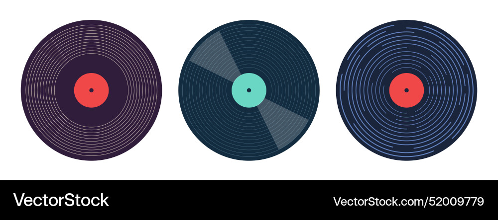 Vinyl icons record disc set color Royalty Free Vector Image
