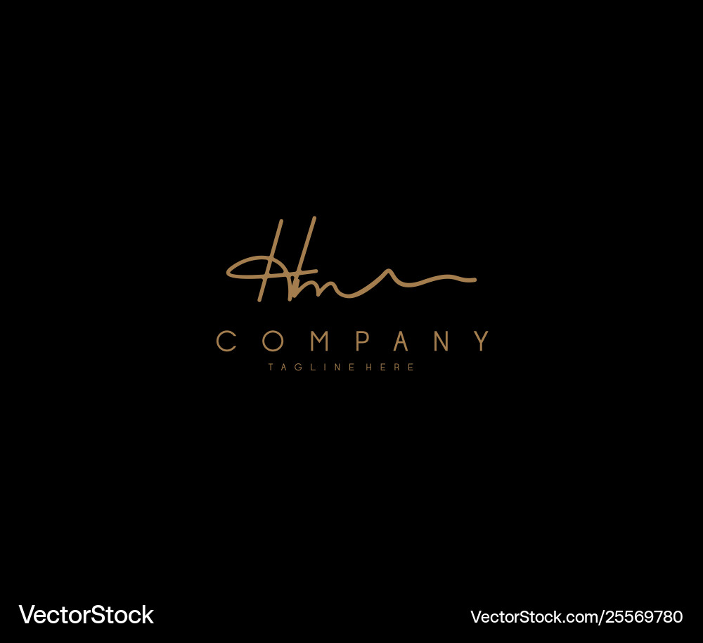 Calligraphy signature letter hm logotype Vector Image