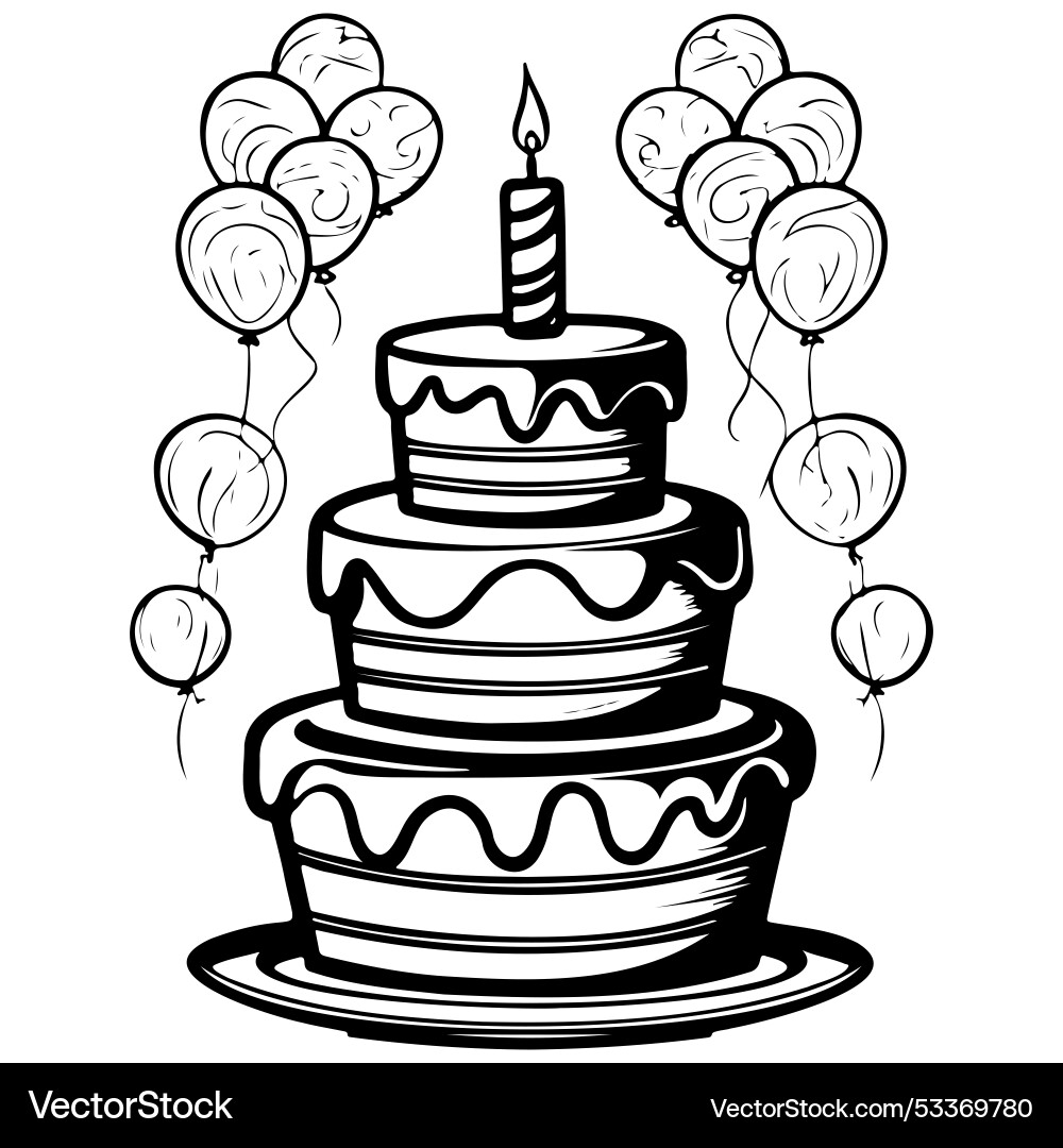 Drawing happy birthday isolated hand drawn line Vector Image