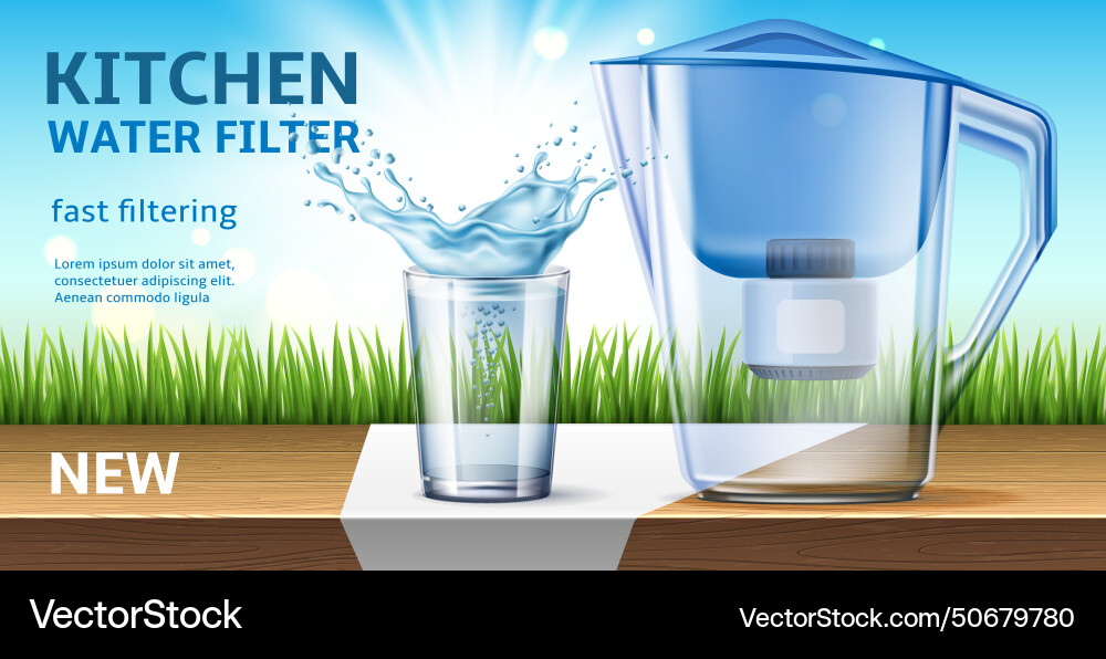 Filtered water realistic filter glass Royalty Free Vector