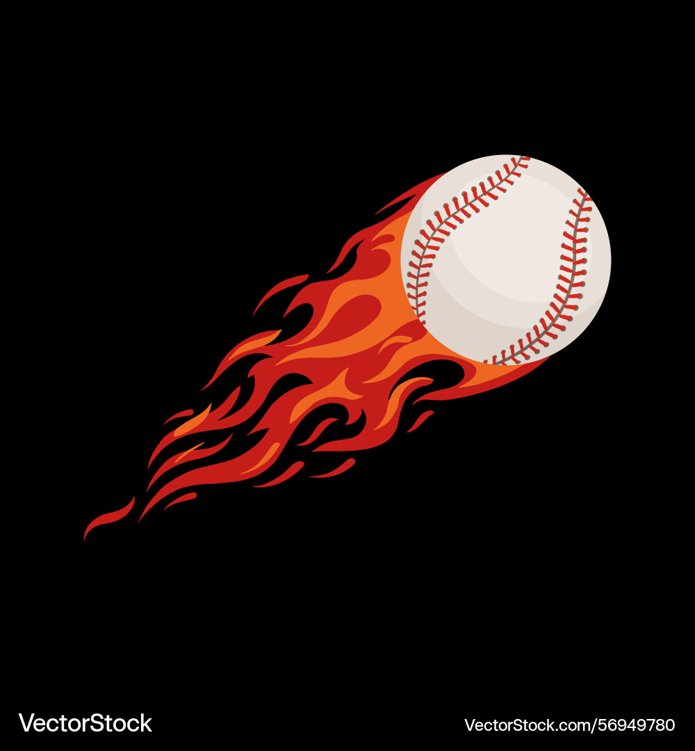Flaming baseball ball sport Royalty Free Vector Image