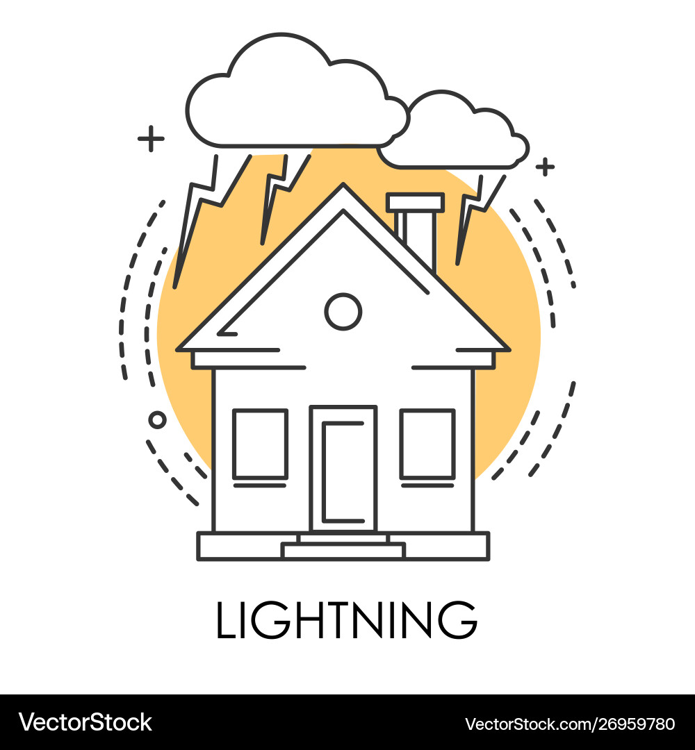 House and lightning or thunder isolated icon Vector Image
