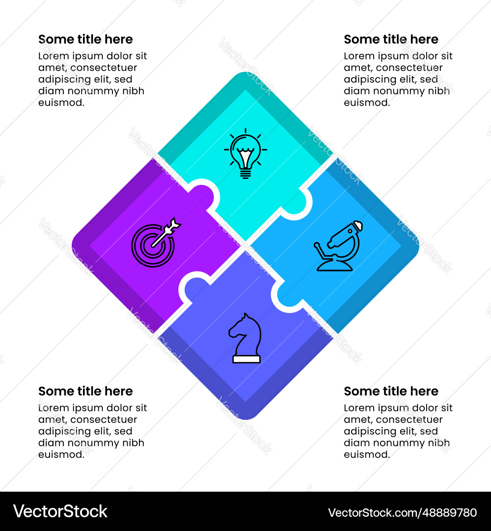 Infographic template 4 puzzle pieces in a square Vector Image