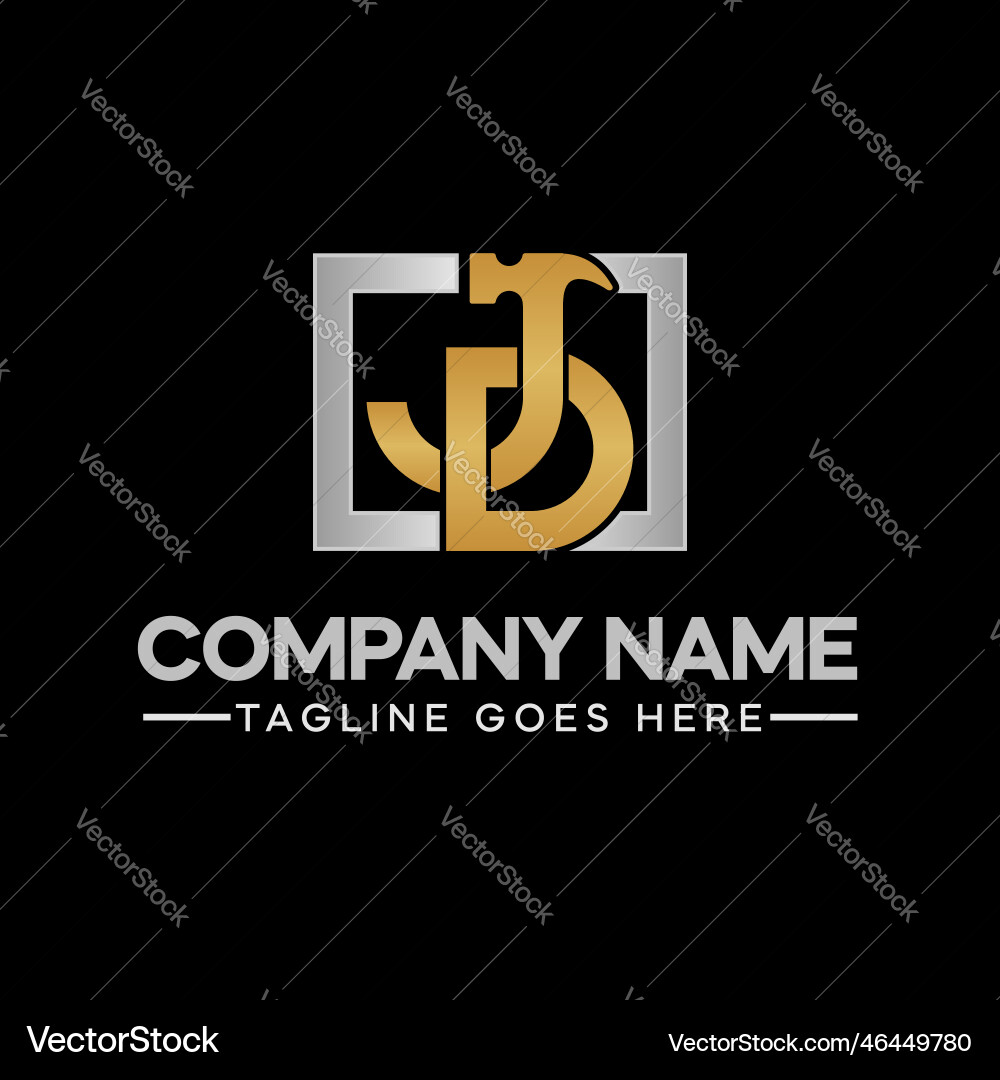Jd letter design with hammer logo modern l Vector Image