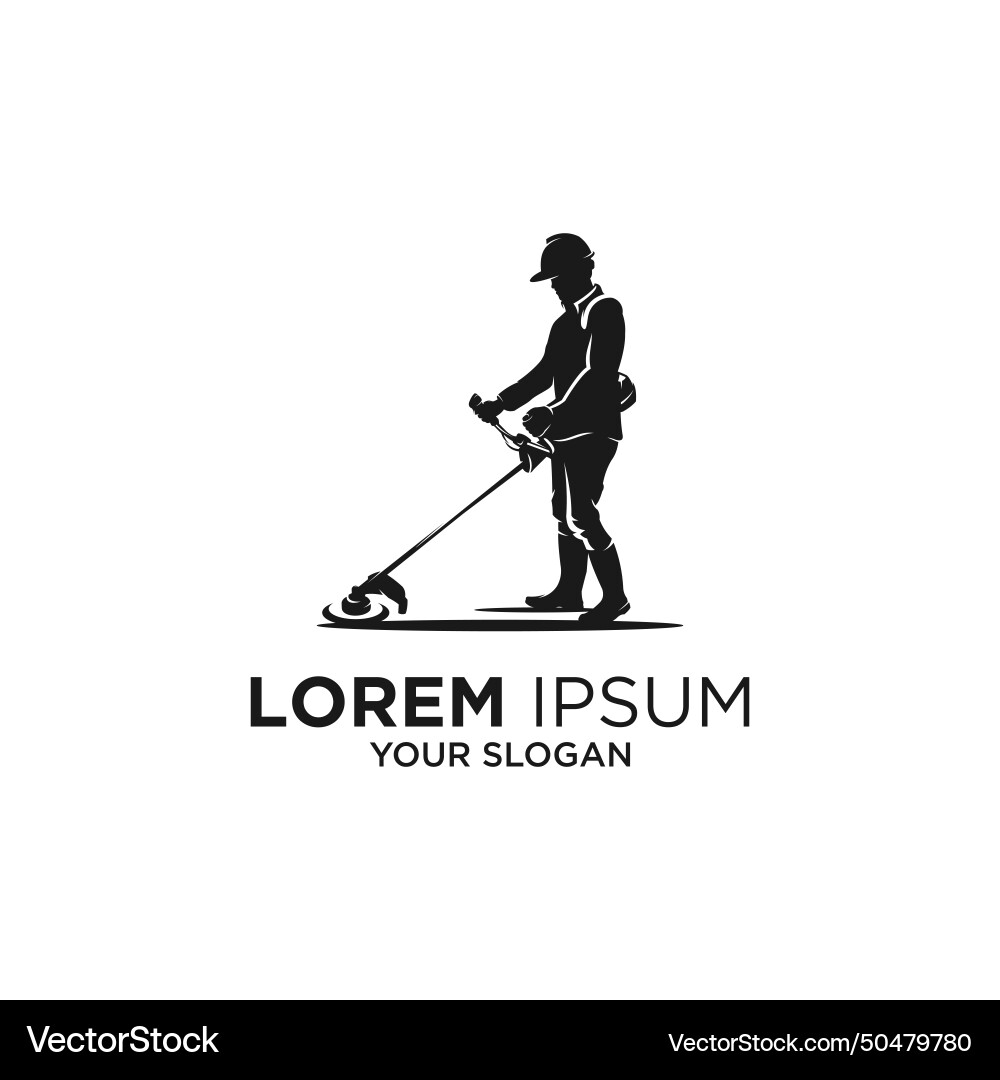 Landscape worker silhouette logo Royalty Free Vector Image
