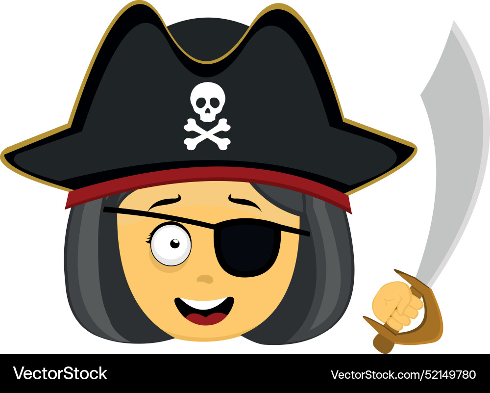 Pirate woman emoji Royalty Free Vector Image - VectorStock
