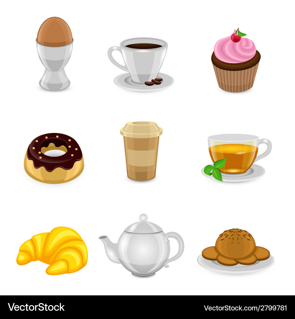 Breakfast icon set Royalty Free Vector Image - VectorStock