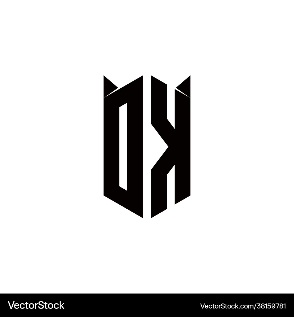 Dk logo monogram with shield shape designs Vector Image
