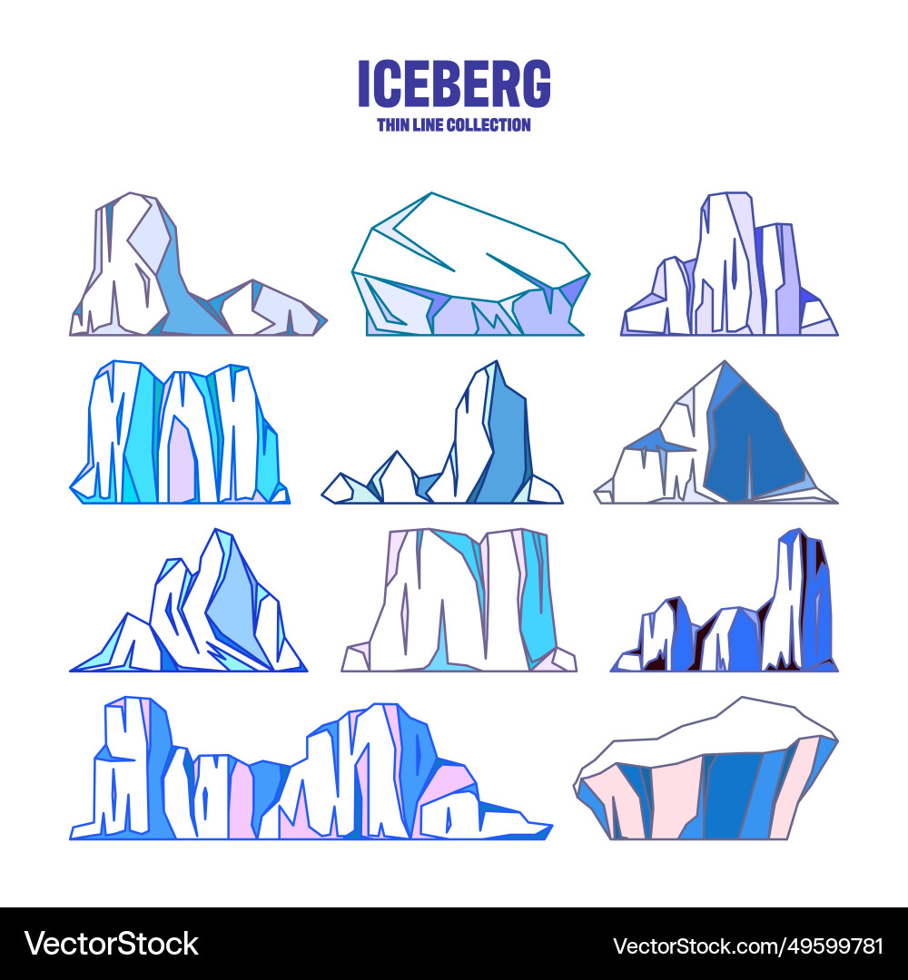 Floating icebergs collection drifting arctic Vector Image
