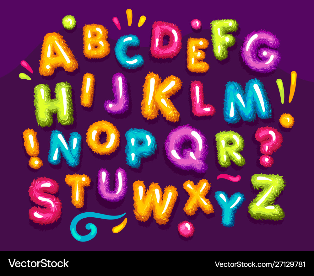 Fluffy color font Royalty Free Vector Image - VectorStock