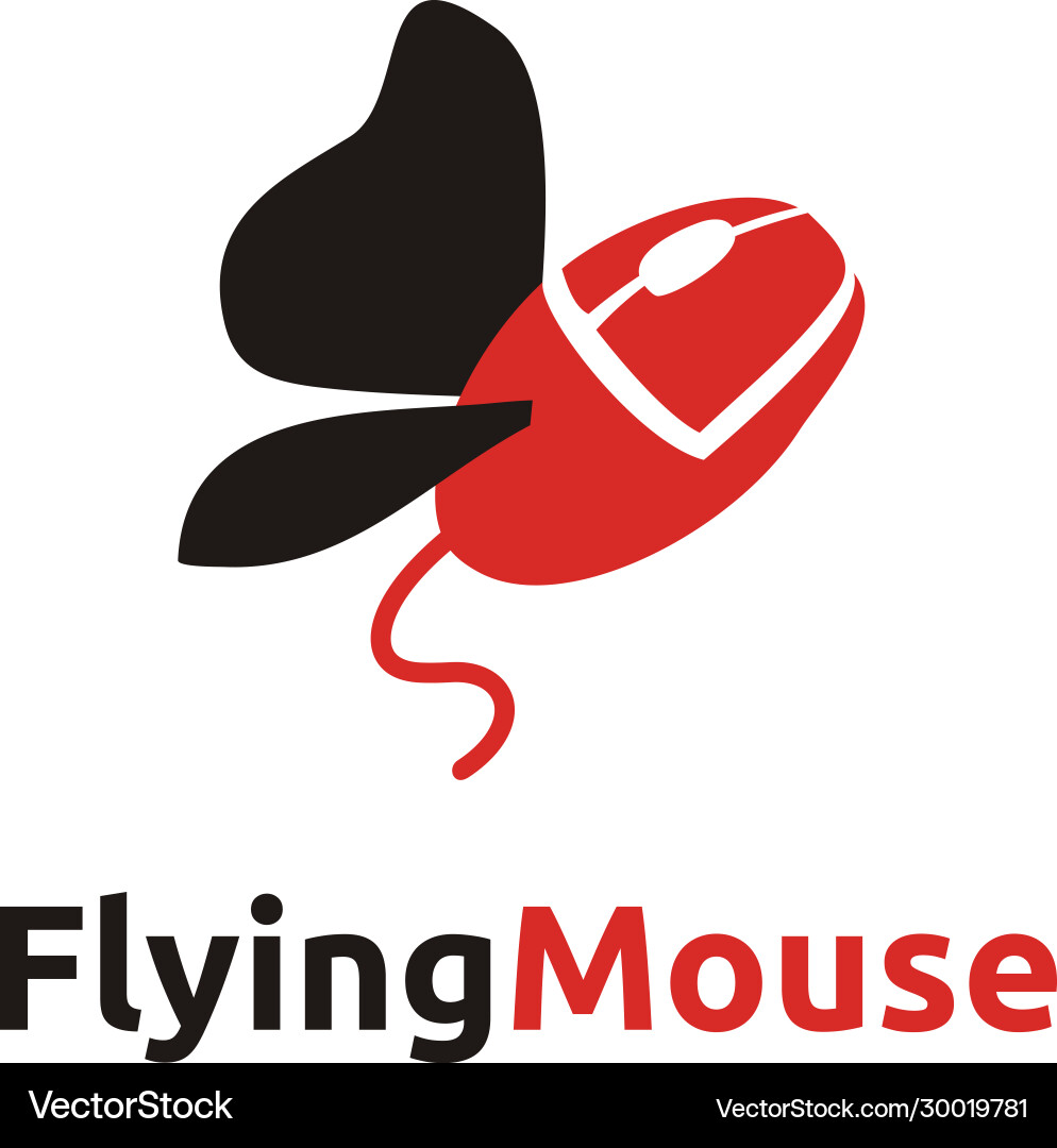 Flying mouse computer internet logo design Vector Image