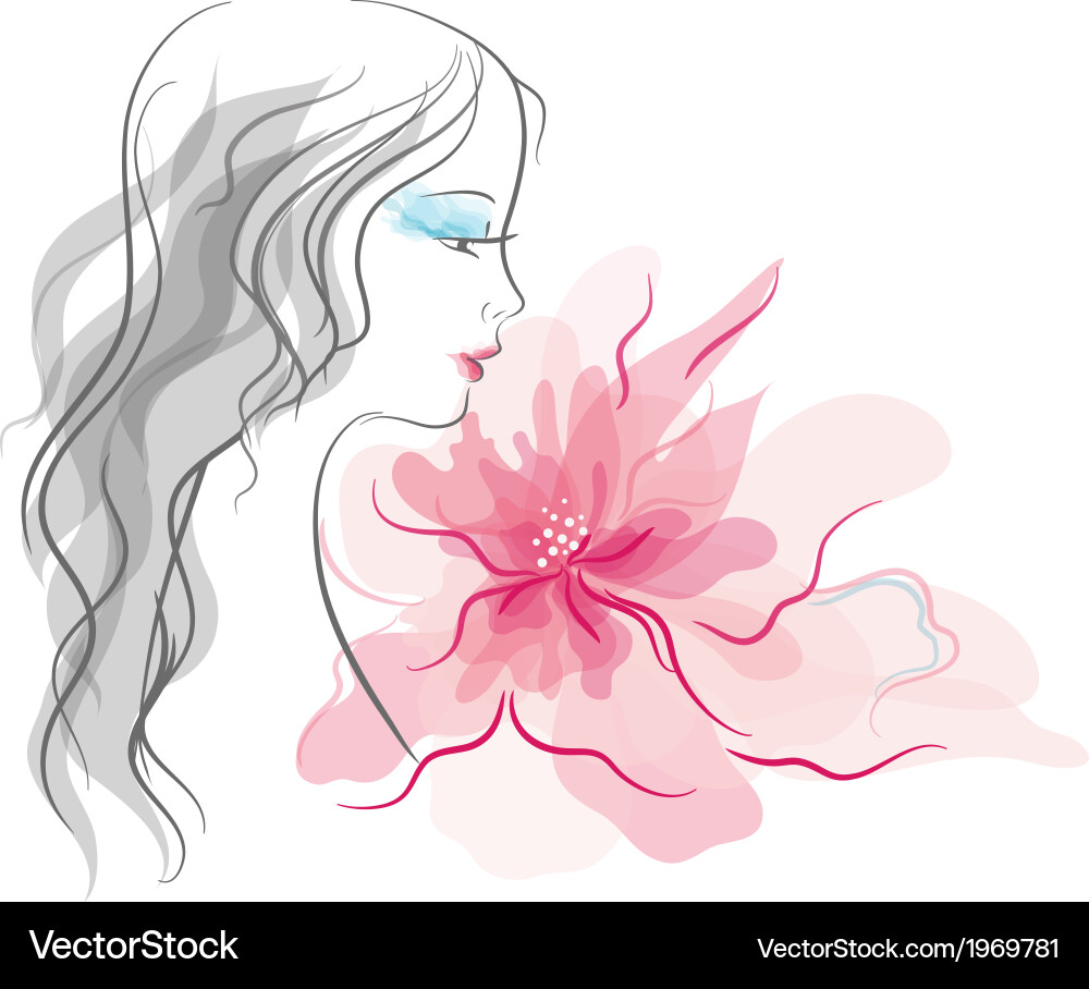 Girl with flower Royalty Free Vector Image - VectorStock
