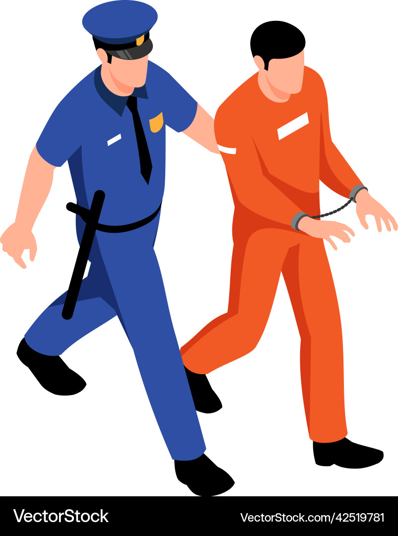 Guard escorting prisoner composition Royalty Free Vector