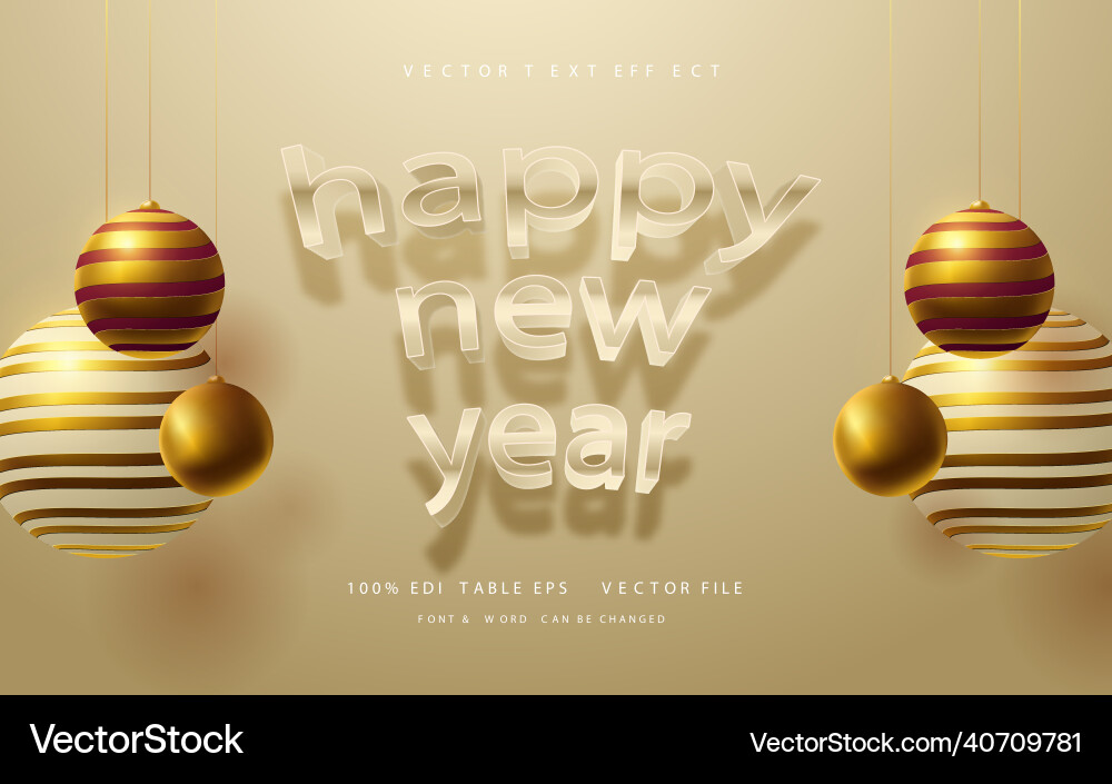 Happy new year editable text effect Royalty Free Vector