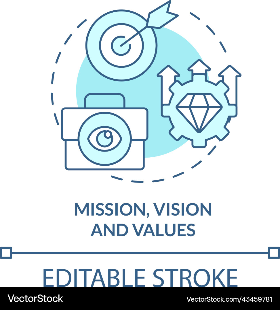 Mission vision and values turquoise concept icon Vector Image