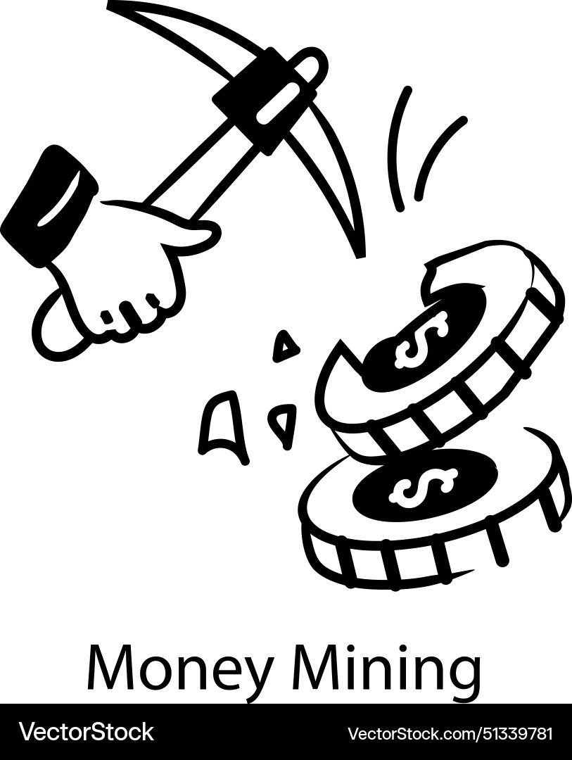 Money mining Royalty Free Vector Image - VectorStock