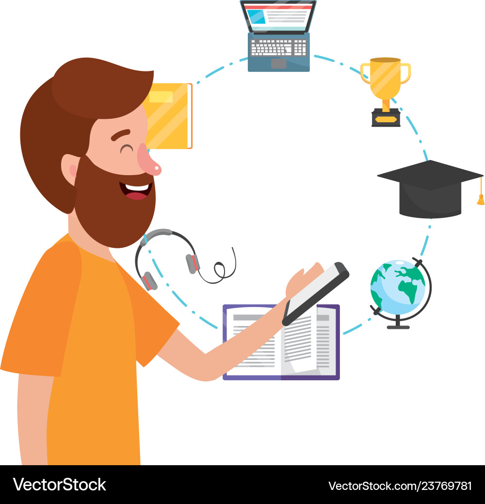 Online education cartoon Royalty Free Vector Image