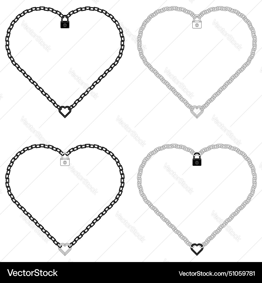 Padlock with heart-shaped chains Royalty Free Vector Image