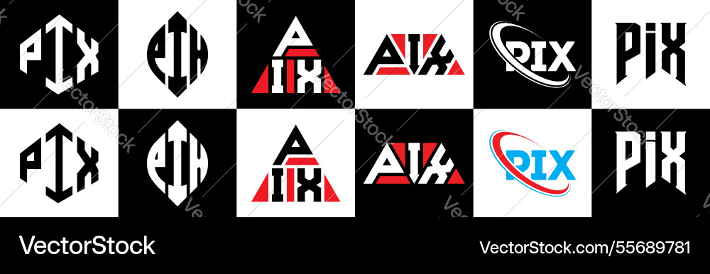 Pix letter logo design in six style polygon Vector Image