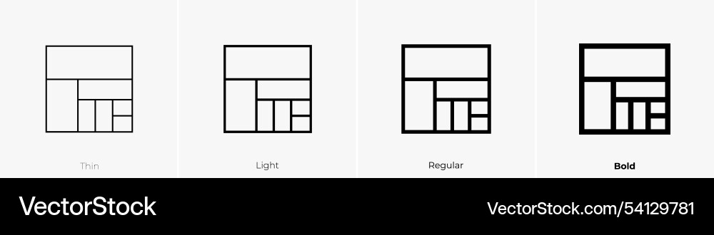Treemap-Diagramm-Symbol dünnes Licht regelmäßig und fett