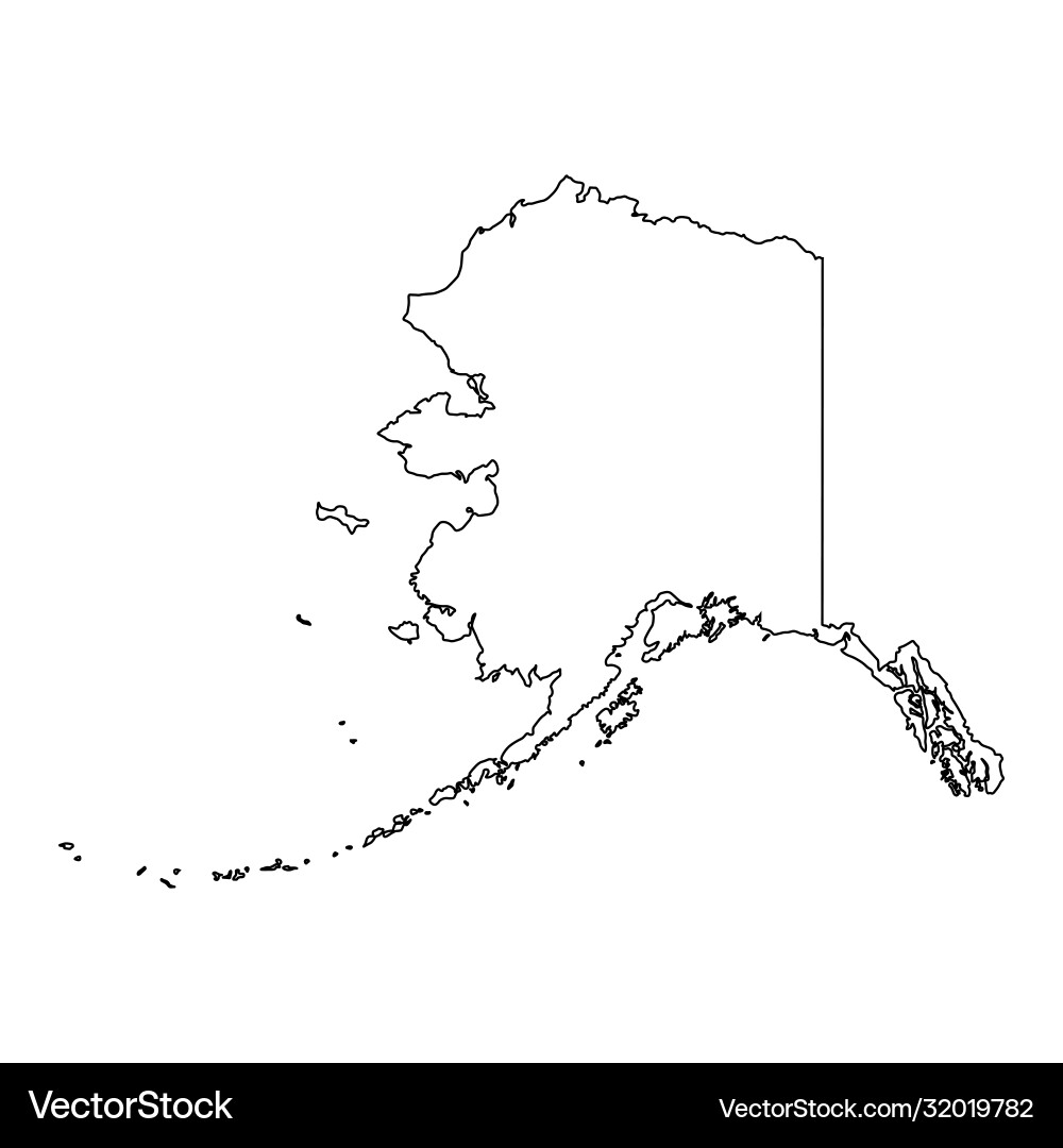 Alaska ak state border usa map outline Royalty Free Vector