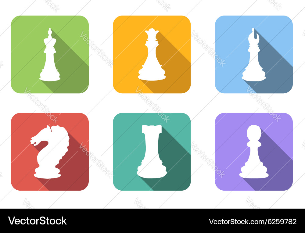 Chess Icon Set - Flat Style Royalty Free Vector Image