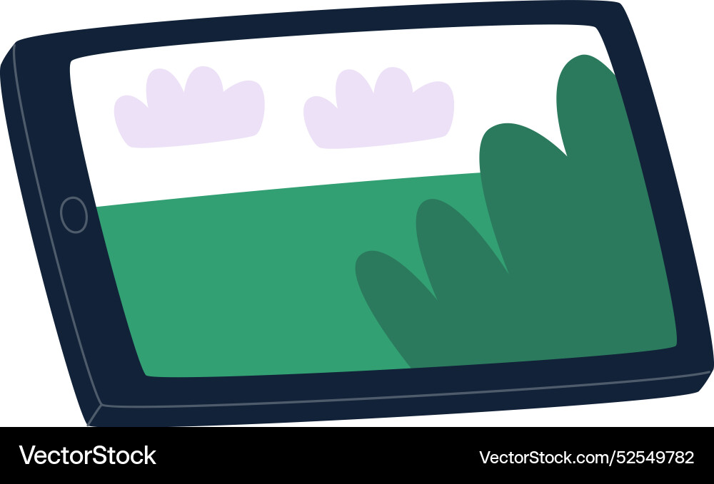 Drawing tablet with landscape on screen Royalty Free Vector