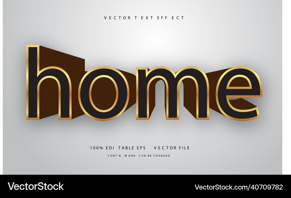 Golden Home Text Effect - Editable Royalty Free Vector Image