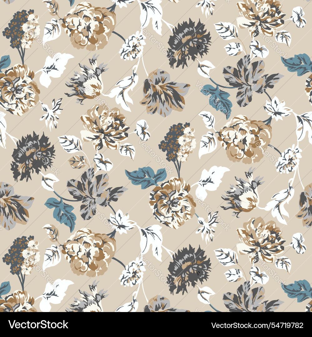 Hand drawn botanical flowers pattern background Vector Image
