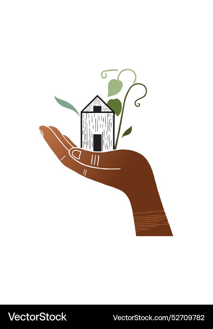 Hand house farming logo design Royalty Free Vector Image